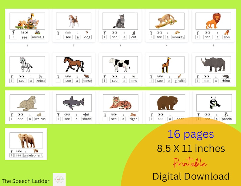 AAC Literacy Animals Book, Speech Therapy, Aided Communication ...