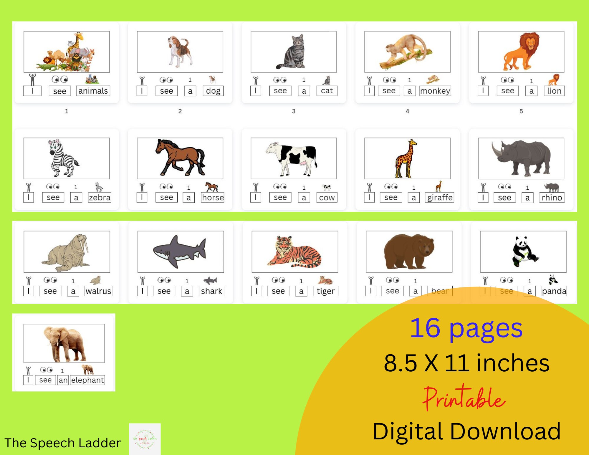 AAC Literacy Animals Book, Speech Therapy, Aided Communication ...