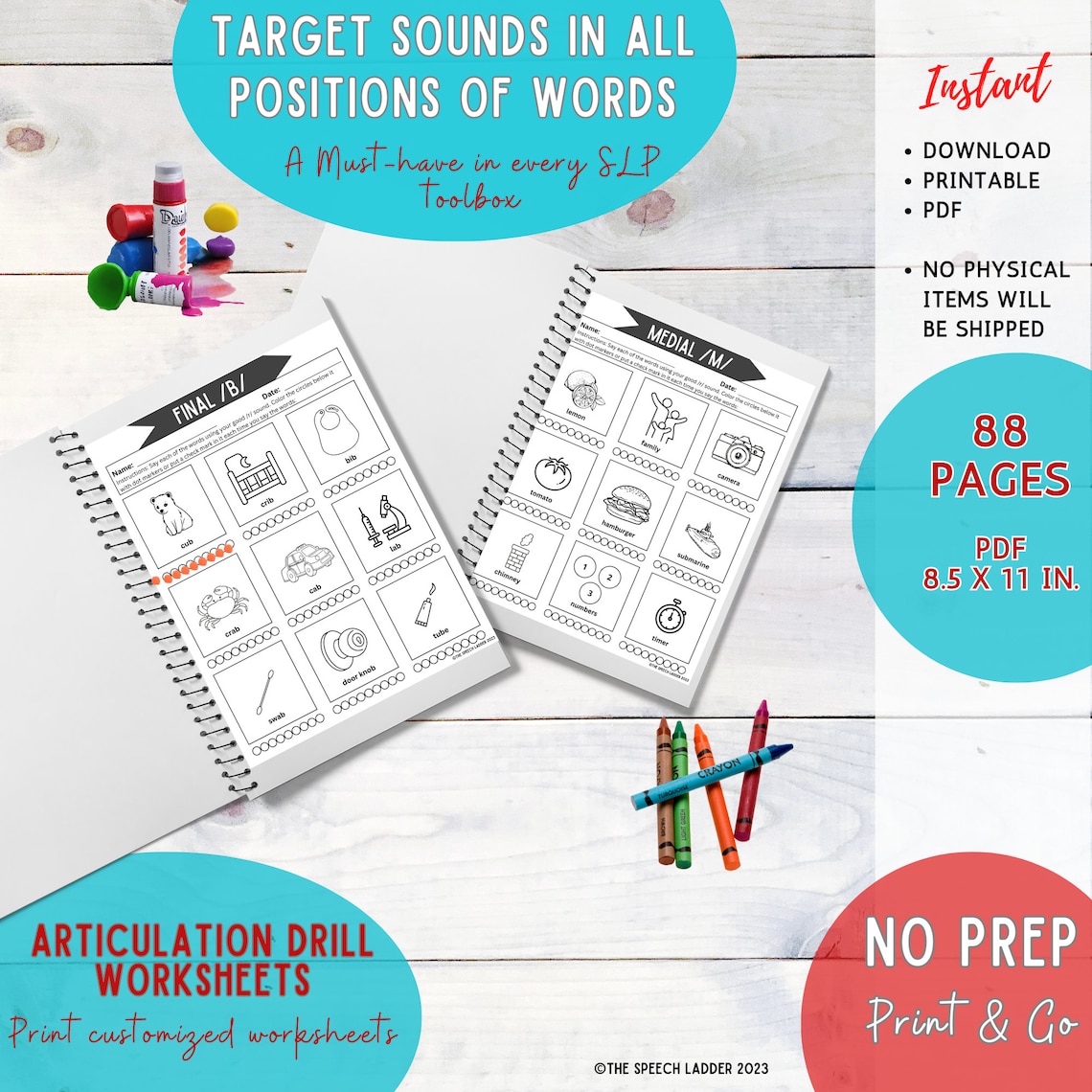 Articulation Drill Worksheets, Speech Therapy, Printable On-demand, SLP ...