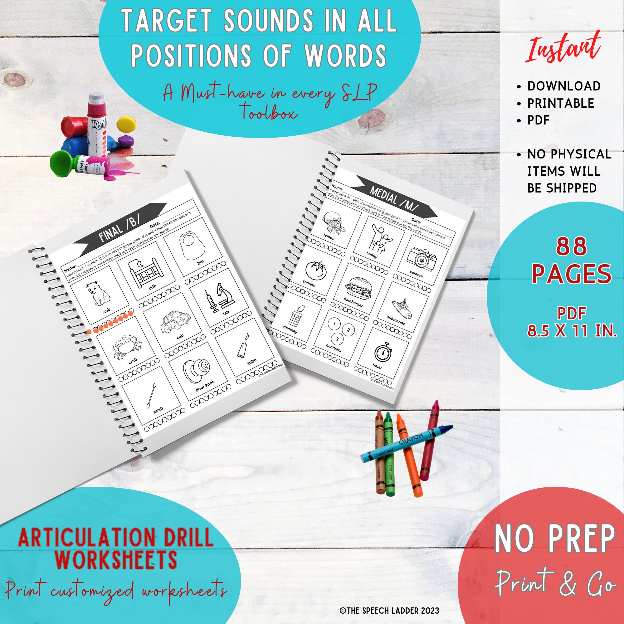 Articulation Drill Worksheets, Speech Therapy, Printable On-demand, SLP ...