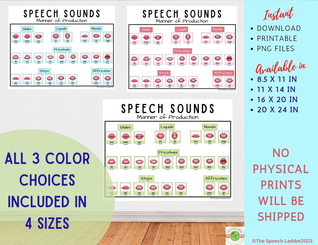 Large Speech Sounds Chart Speech Therapy Poster Articulation - Etsy
