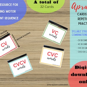 Speech Therapy, Apraxia Cards, Speech Motor Movement Sequencing ...