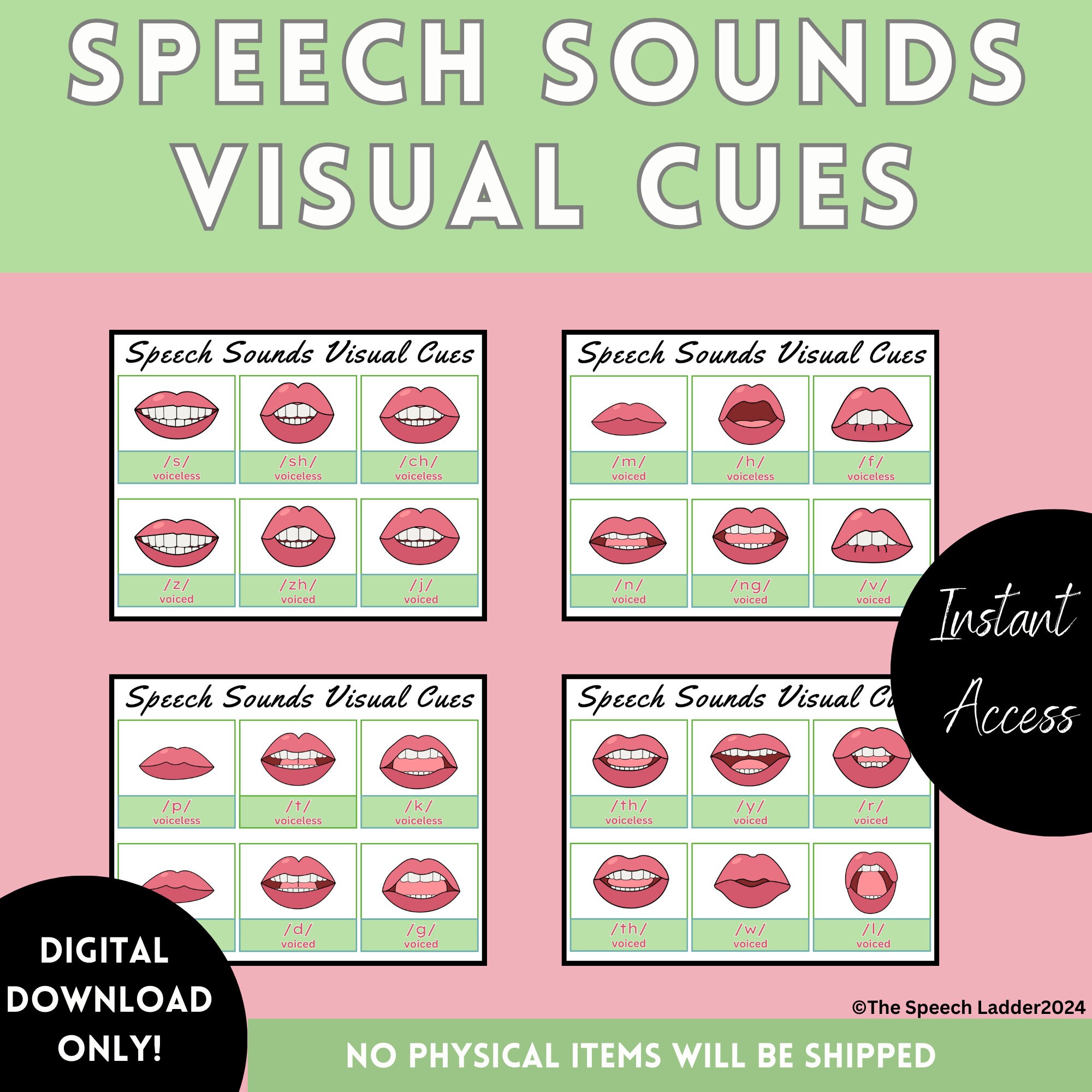 Speech Sounds Visual Cues Prints SPEECH Room Decor Speech Therapy ...