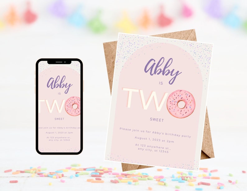 SECOND Birthday Party Invitation. Editable Birthday Invite. SECOND ...