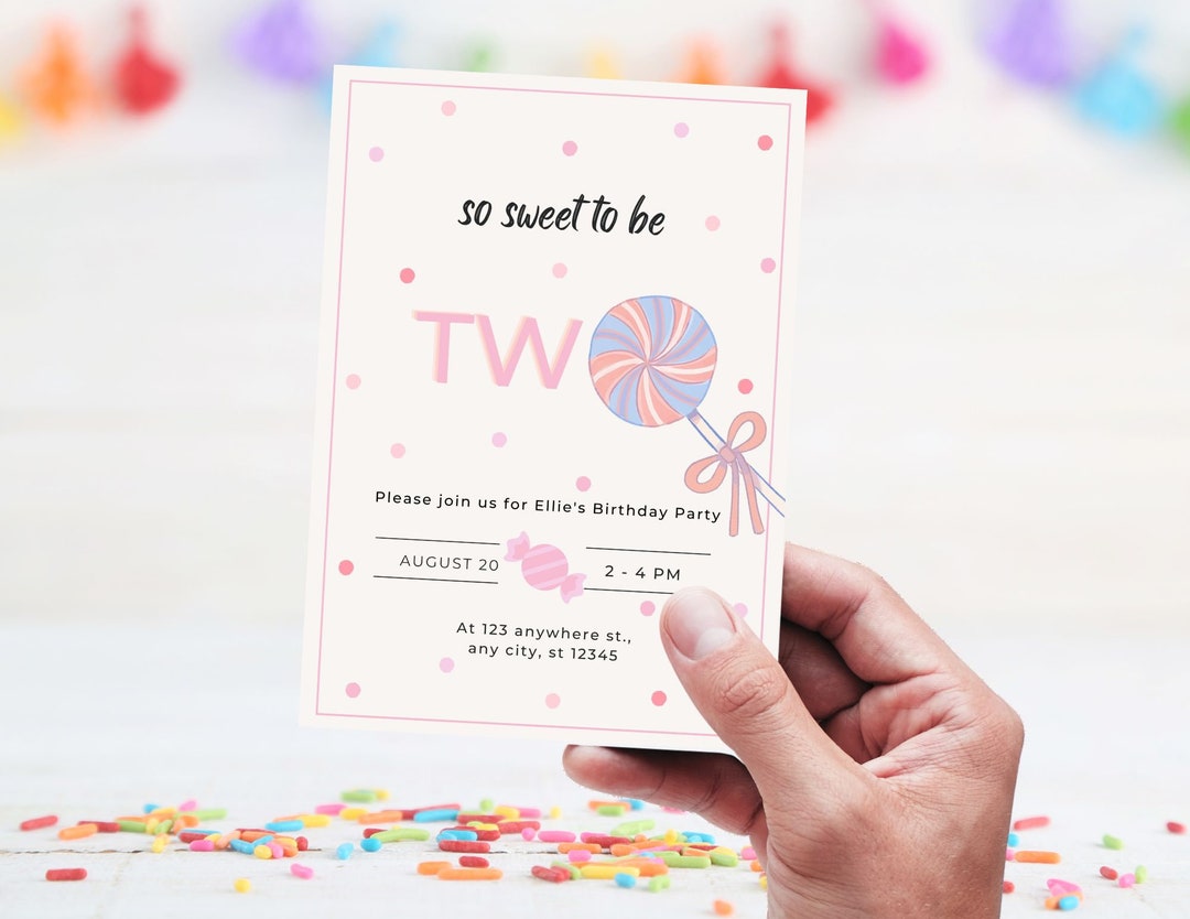 SECOND Birthday Party Invitation. Editable Birthday Invite. SECOND ...