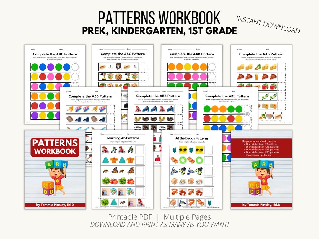 Printable Patterns Worksheets Math Early Math Skills - Etsy