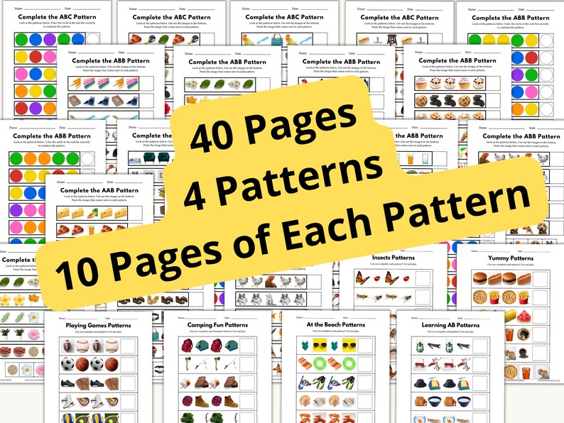 Printable Patterns Worksheets Math Early Math Skills Kindergarten First ...