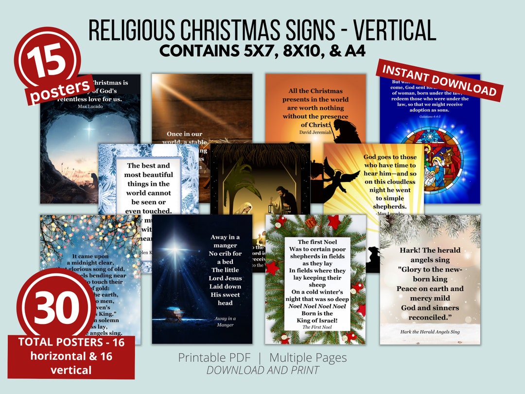 Printable Christmas Religious Posters & Signs Bible Verses Christmas ...