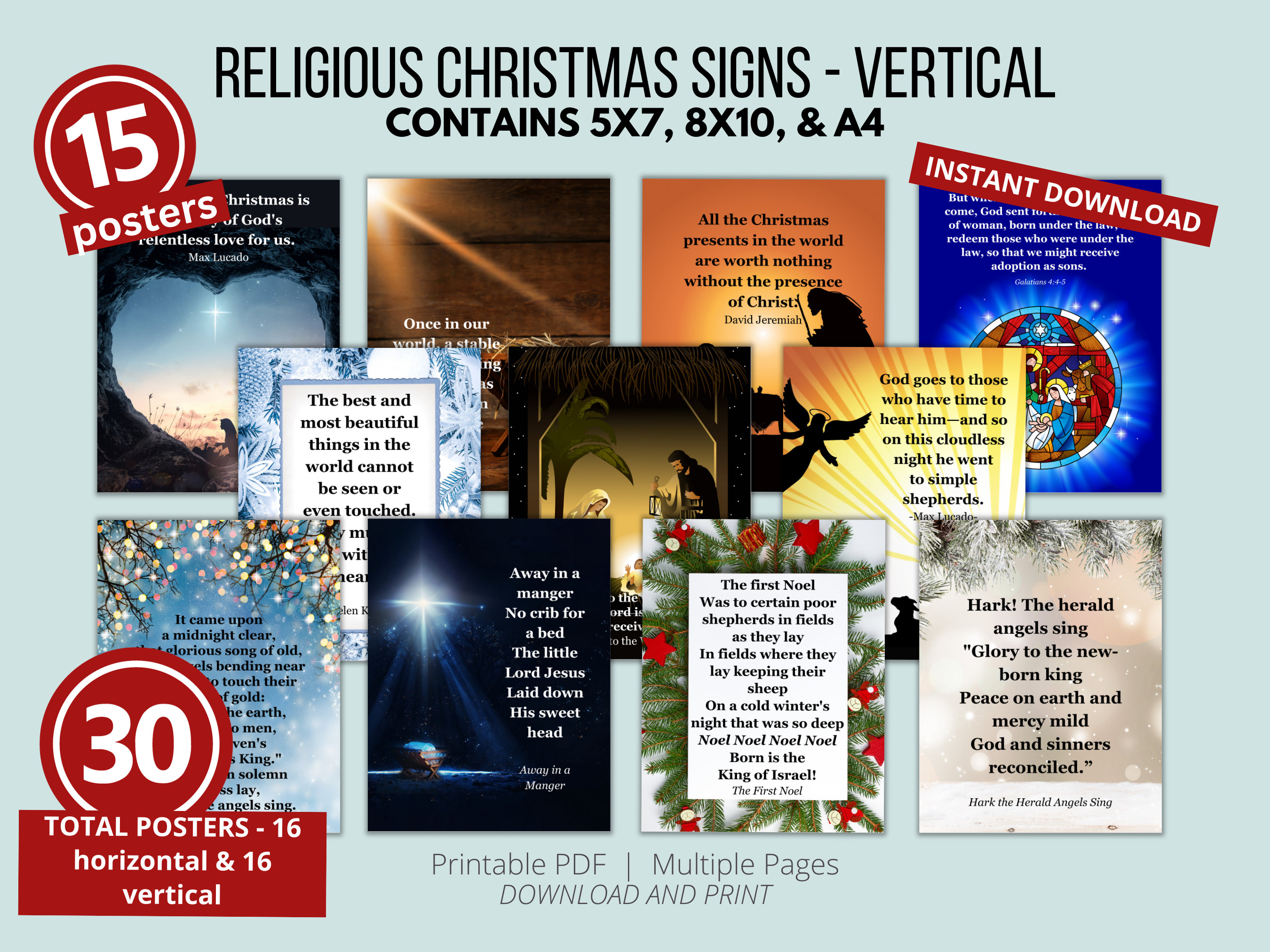 Printable Christmas Religious Posters & Signs Bible Verses - Etsy