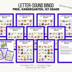 Printable Letter Sound BINGO Game Matching Sounds to Pictures Learning ...