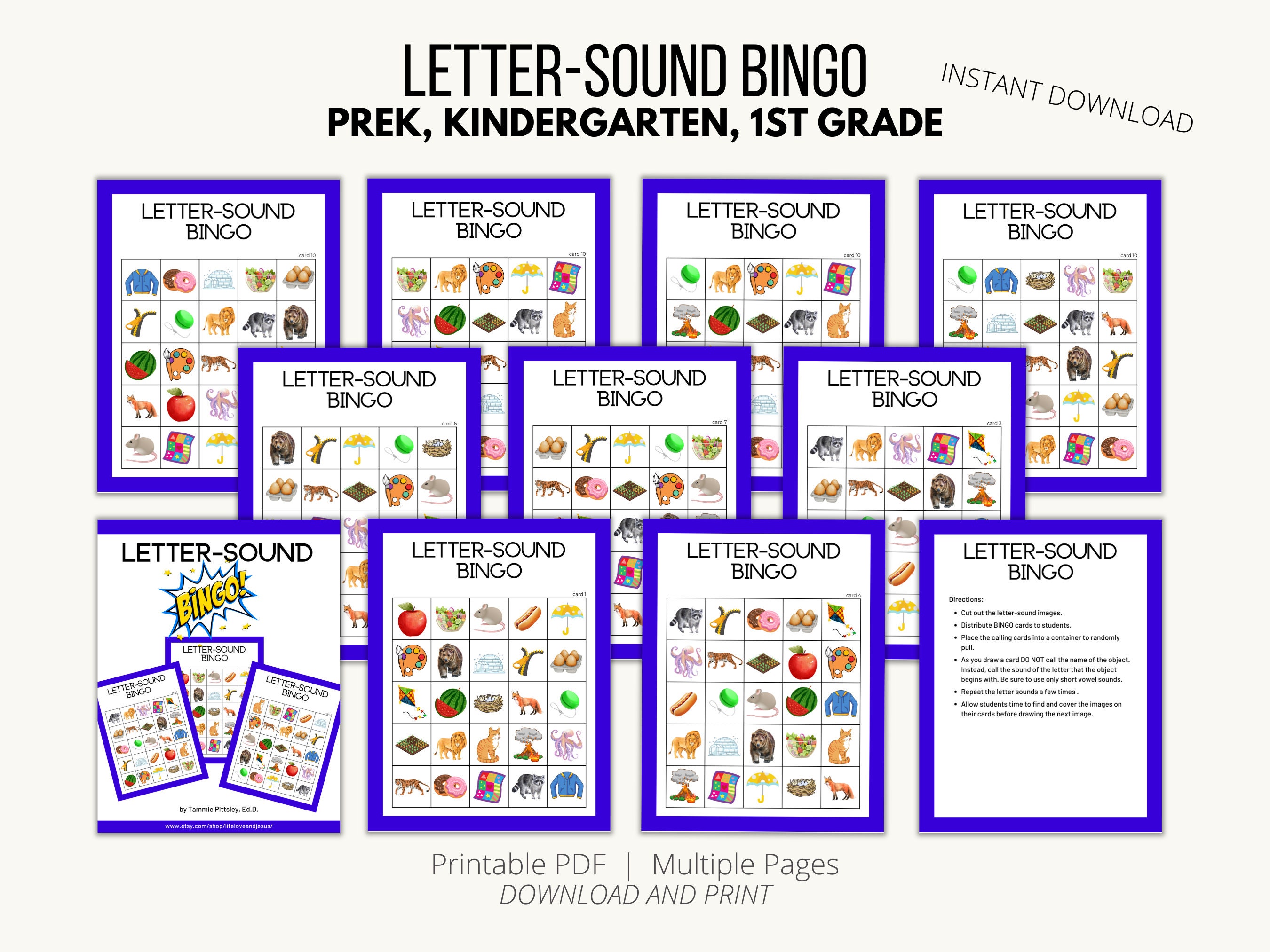 Printable Letter Sound BINGO Game; Matching Sounds to Pictures; Learning Letter Sounds; Early ...