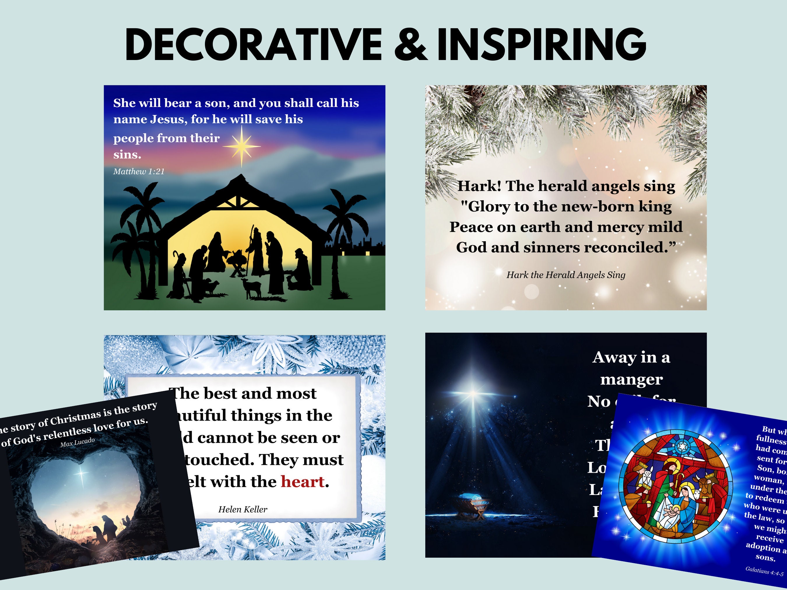 Printable Christmas Religious Posters & Signs Bible Verses - Etsy