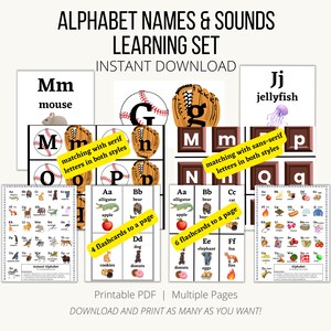 Printable Alphabet/abc Names and Sounds Posters & Flashcards Upper-case ...