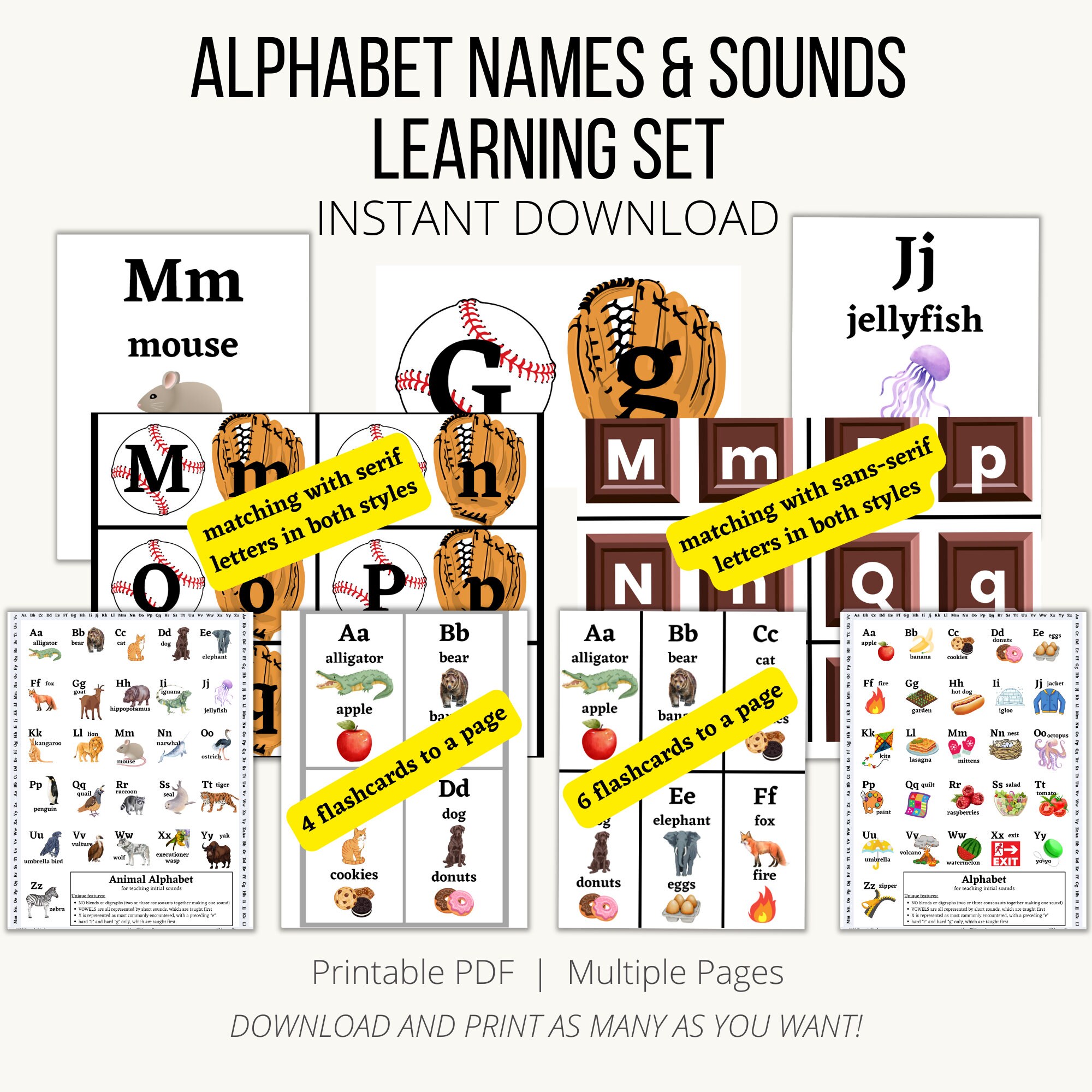 Printable Alphabet/abc Names and Sounds Posters & Flashcards - Etsy