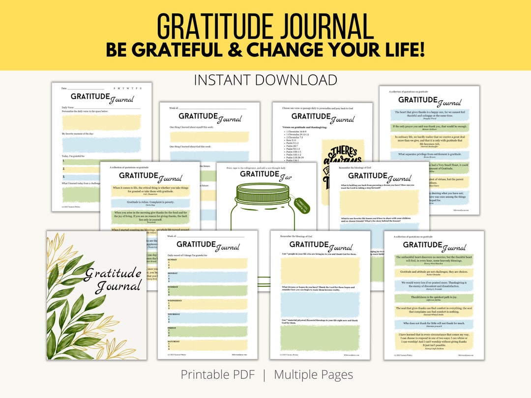 Gratitude Journal; Printable Gratitude Journal; Biblical Gratitude ...