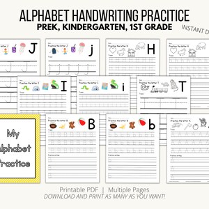 Printable Alphabet Handwriting Practice ABC Printing - Etsy