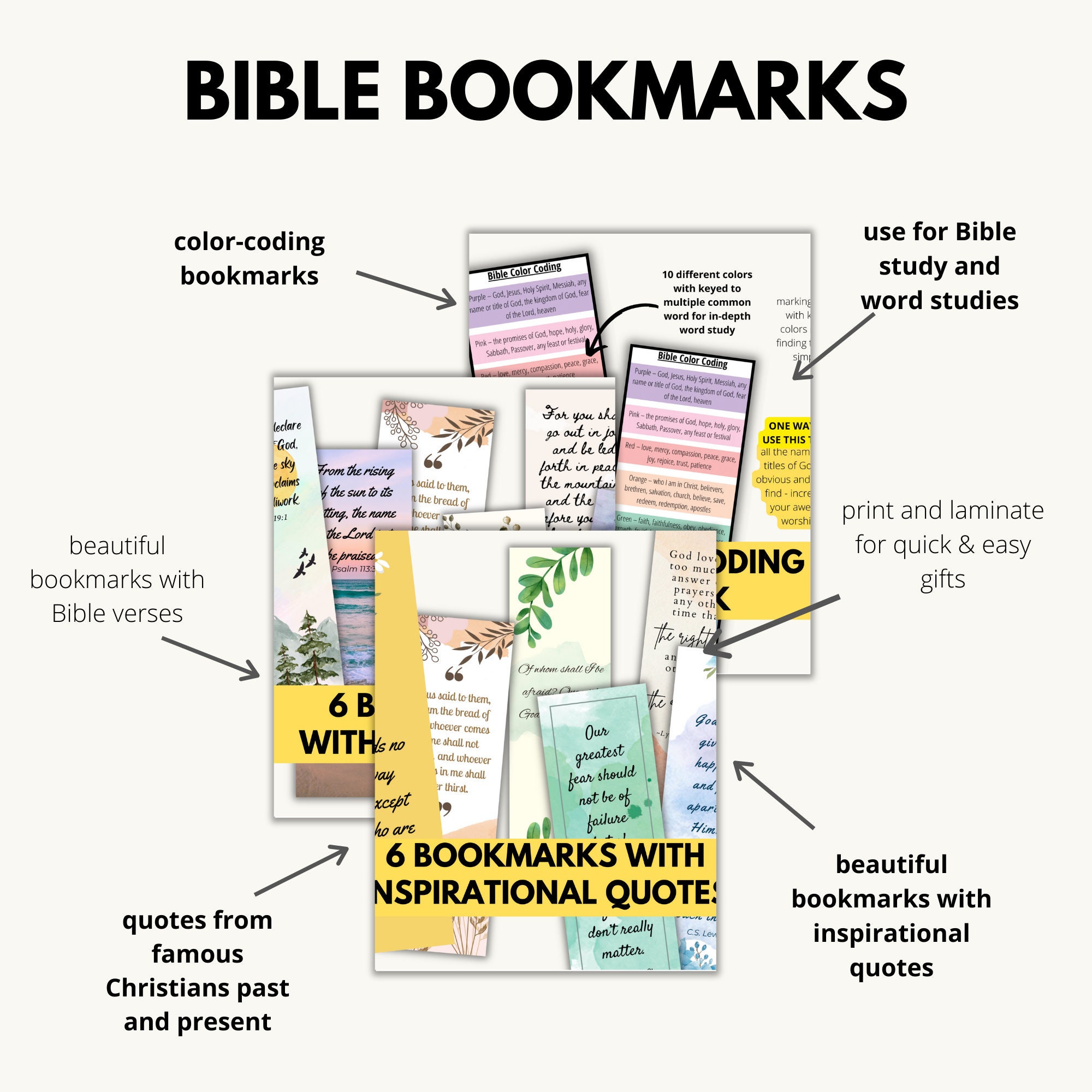 Beautiful & Useful Faith-based Bookmarks. Color-coded Bible - Etsy