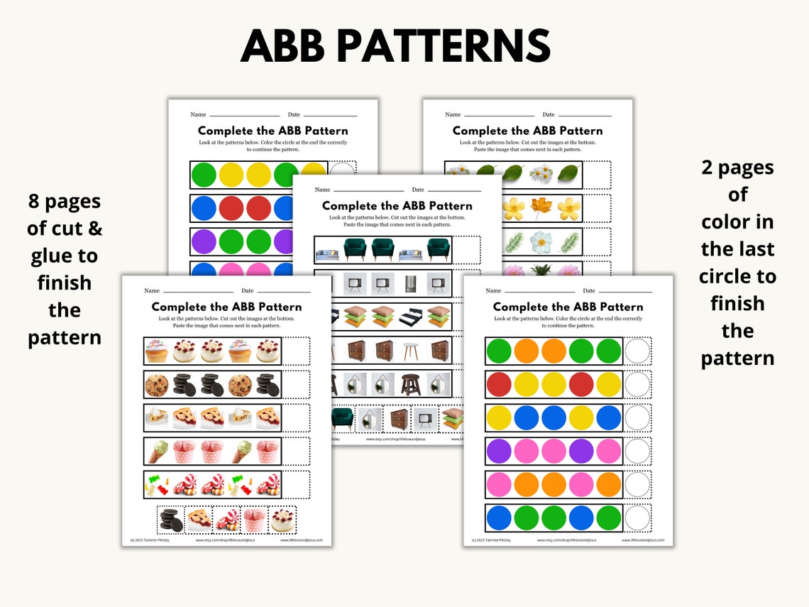 Printable Patterns Worksheets Math Early Math Skills Kindergarten First ...