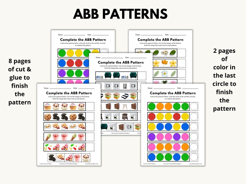Printable Patterns Worksheets Math Early Math Skills Kindergarten First ...