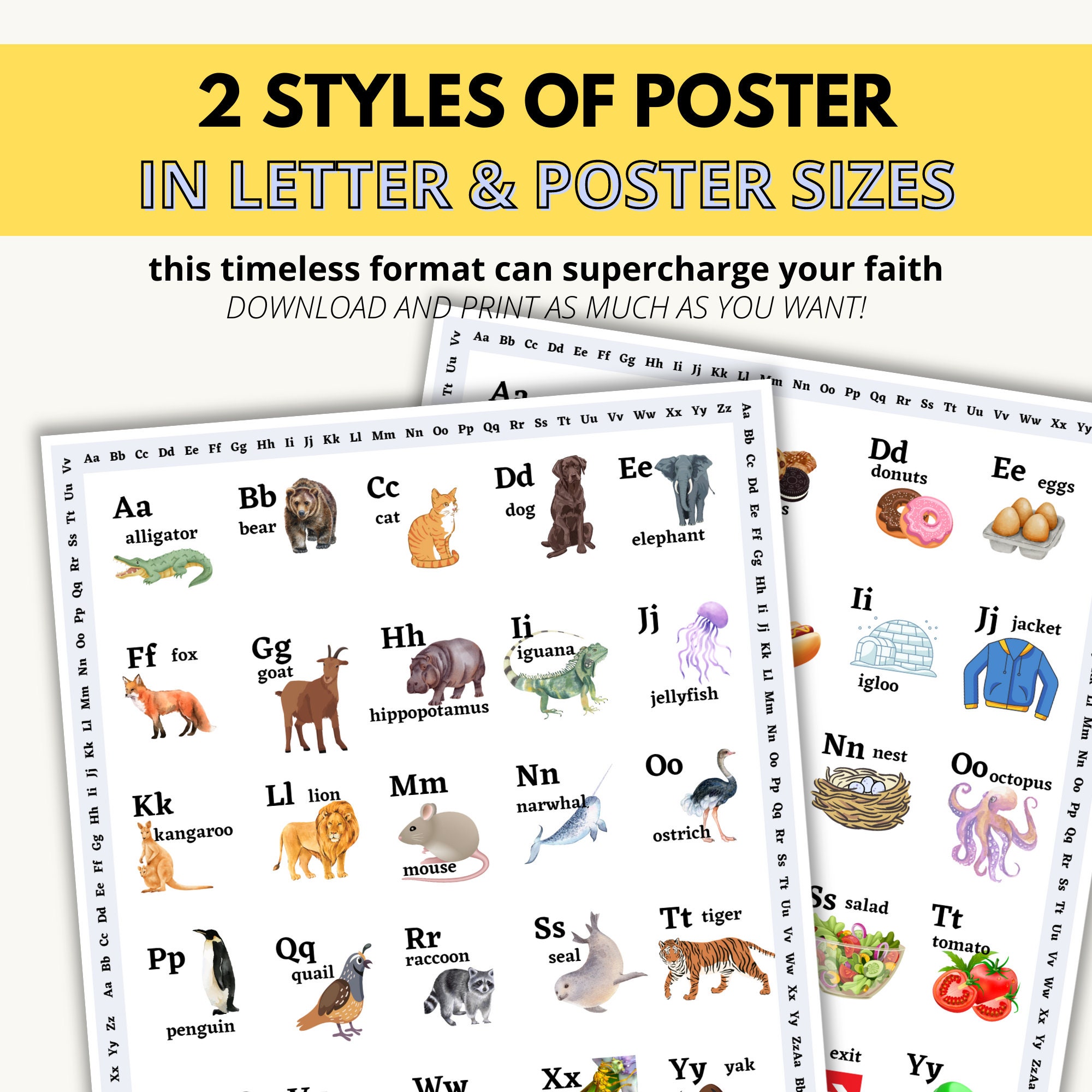 Printable Alphabet/abc Names and Sounds Posters & Flashcards - Etsy