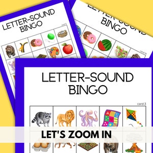 Printable Letter Sound BINGO Game Matching Sounds to Pictures Learning ...