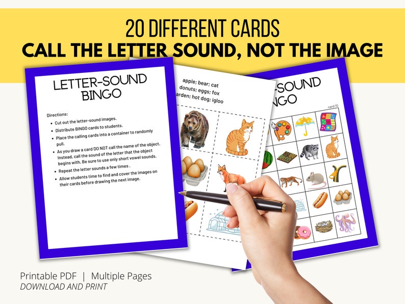 Printable Letter Sound BINGO Game; Matching Sounds to Pictures ...