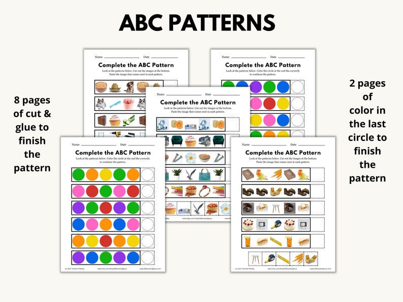 Printable Patterns Worksheets Math Early Math Skills Kindergarten First ...