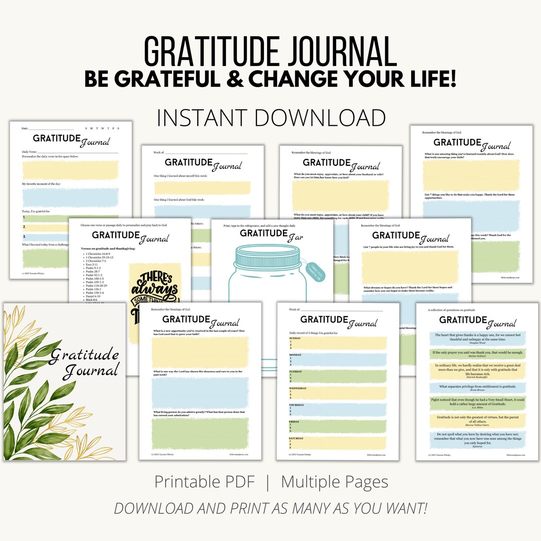 Gratitude Journal Printable Gratitude Journal Biblical Gratitude ...
