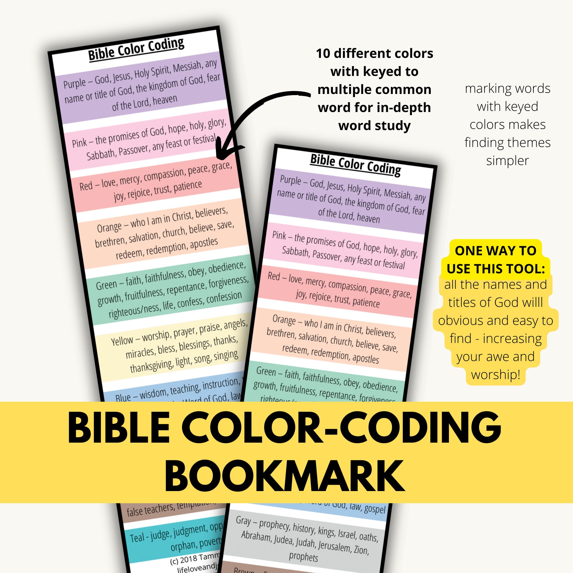 Beautiful & Useful Faith-based Bookmarks. Color-coded Bible - Etsy