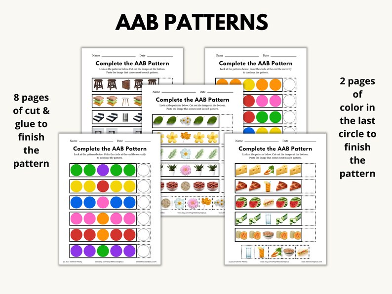Printable Patterns Worksheets Math Early Math Skills Kindergarten First ...