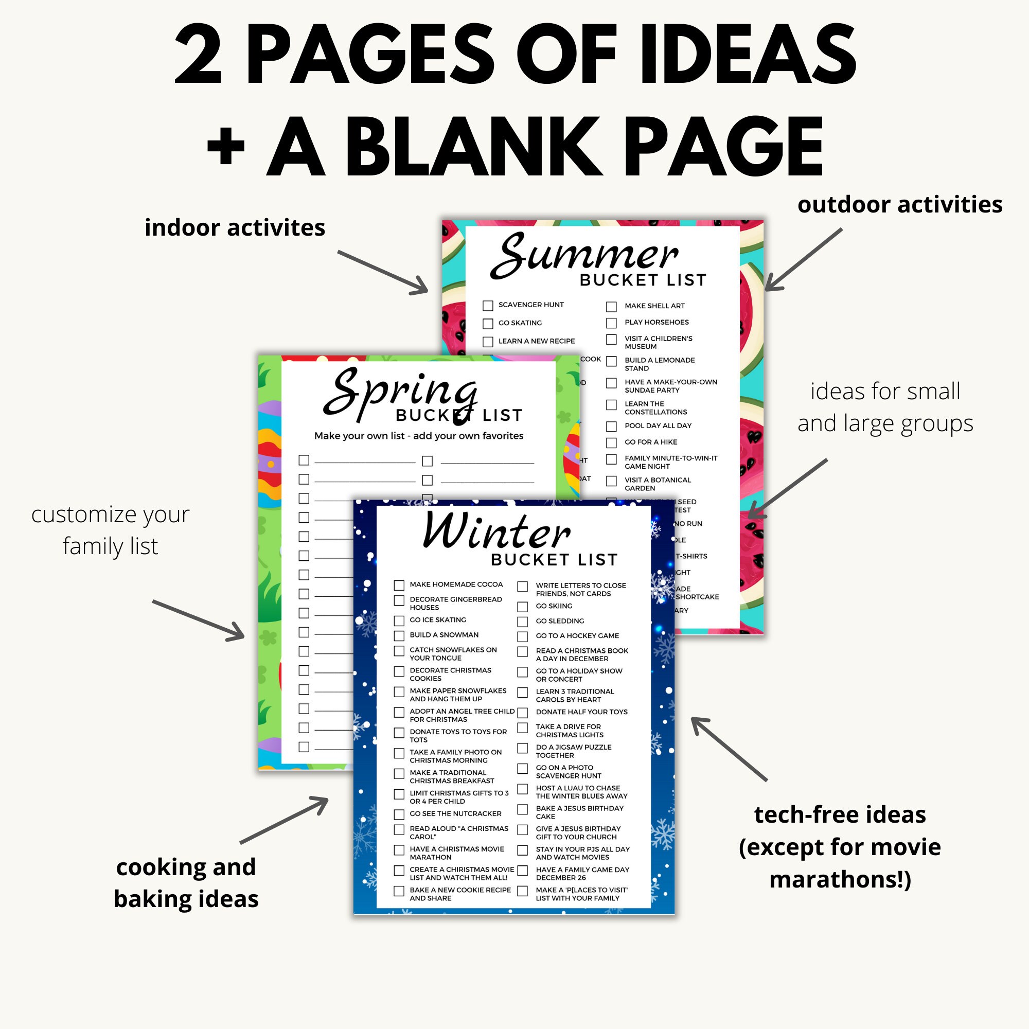 Family Fun Bucket Lists for All 4 Seasons; Summer Bucket List; Autumn ...