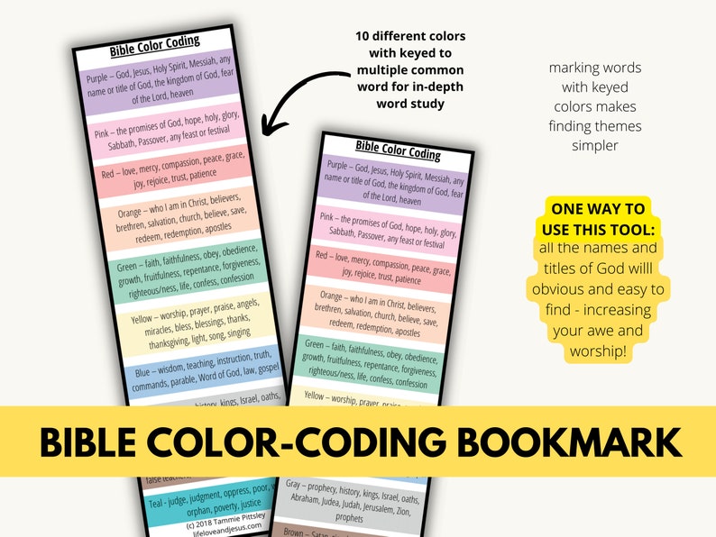 Beautiful & Useful Faith-based Bookmarks. Color-coded Bible Study ...