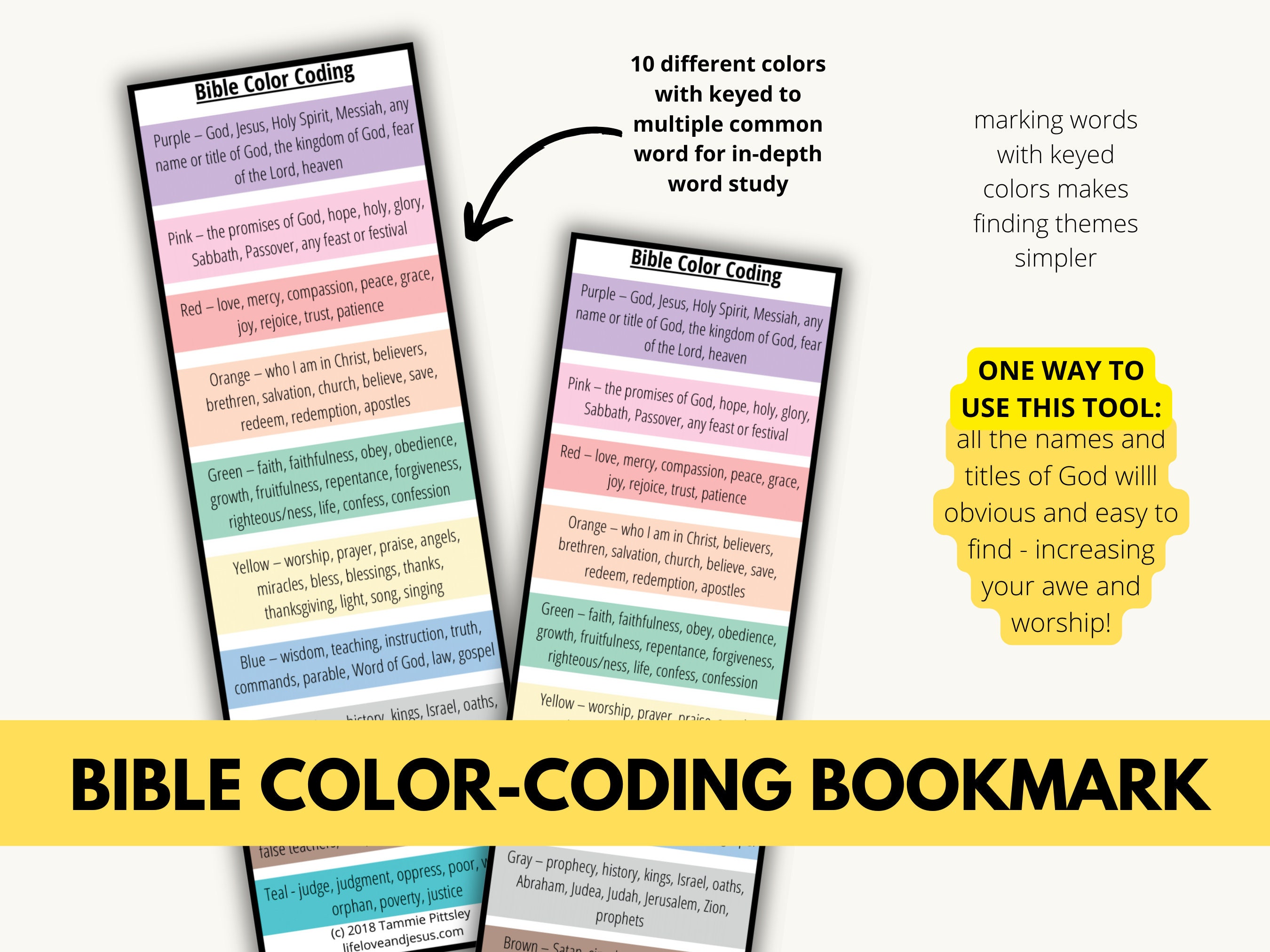 Beautiful & Useful Faith-based Bookmarks. Color-coded Bible Study ...