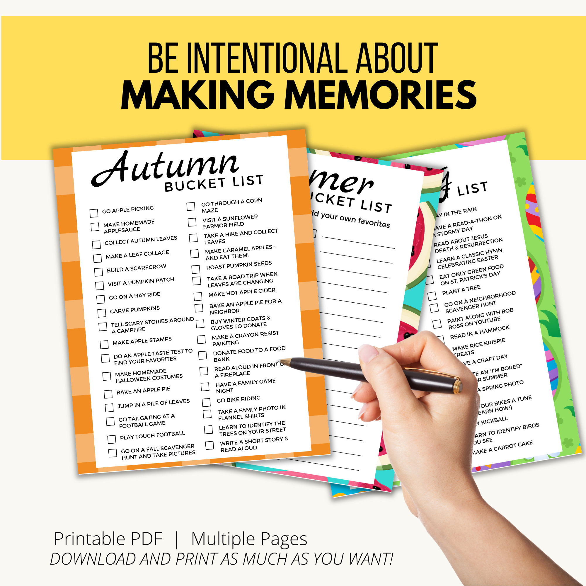 Family Fun Bucket Lists for All 4 Seasons; Summer Bucket List; Autumn ...