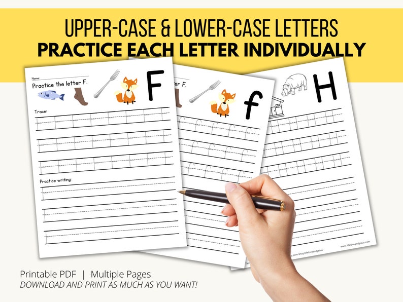 Printable Alphabet Handwriting Practice ABC Printing - Etsy