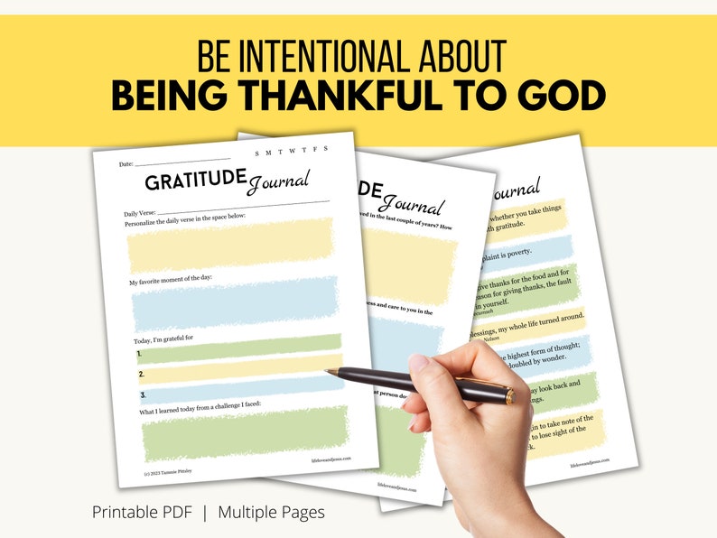 Gratitude Journal; Printable Gratitude Journal; Biblical Gratitude ...
