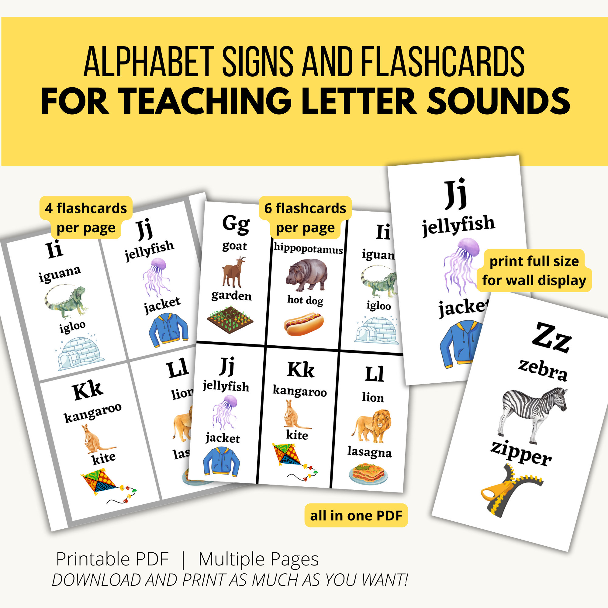 Printable Alphabet/abc Names and Sounds Posters & Flashcards - Etsy