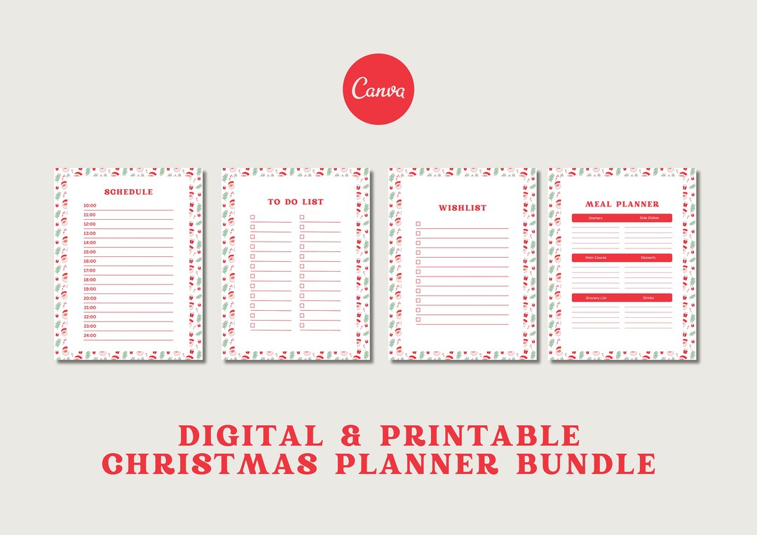 Editable Digital & Printable Christmas Planner Bundle - Etsy