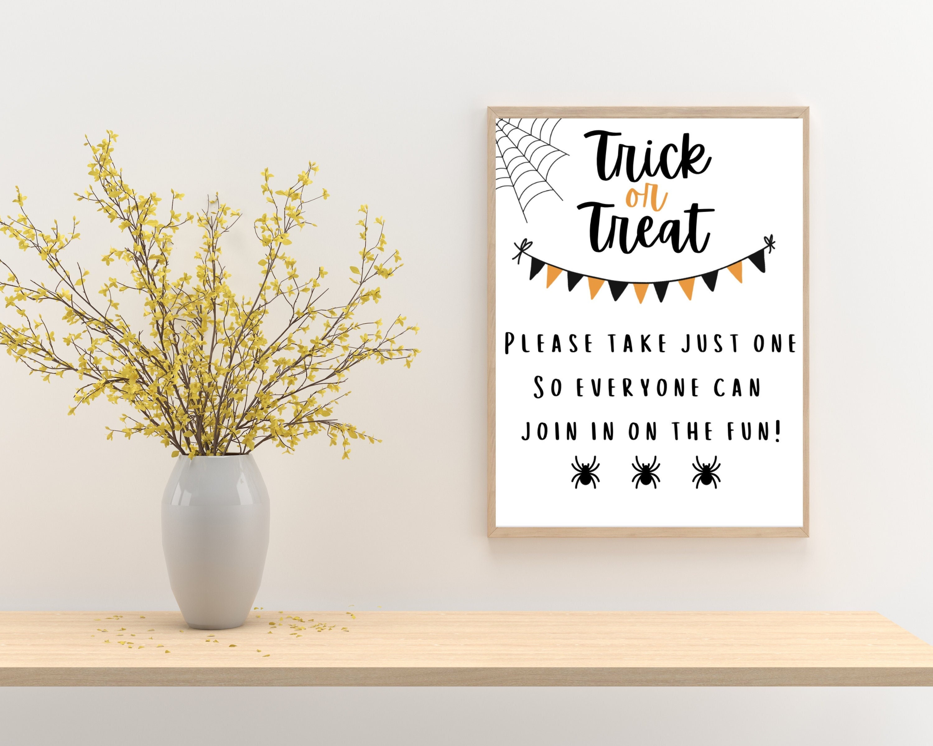 Trick or Treat Sign Just Take One Sign Halloween Candy Sign - Etsy