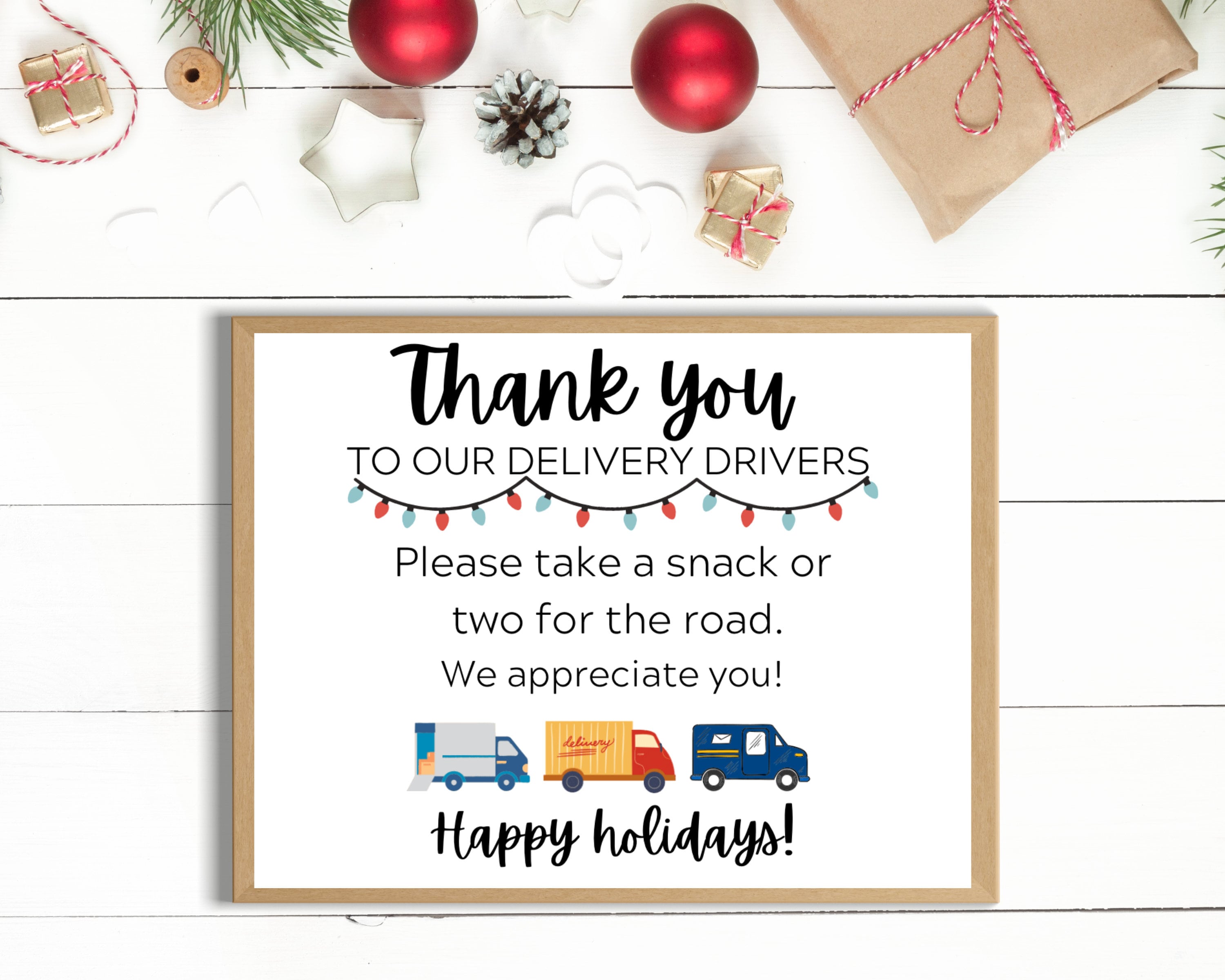 Delivery Driver Sign, Happy Holidays Sign, Thank You, Please Take a ...