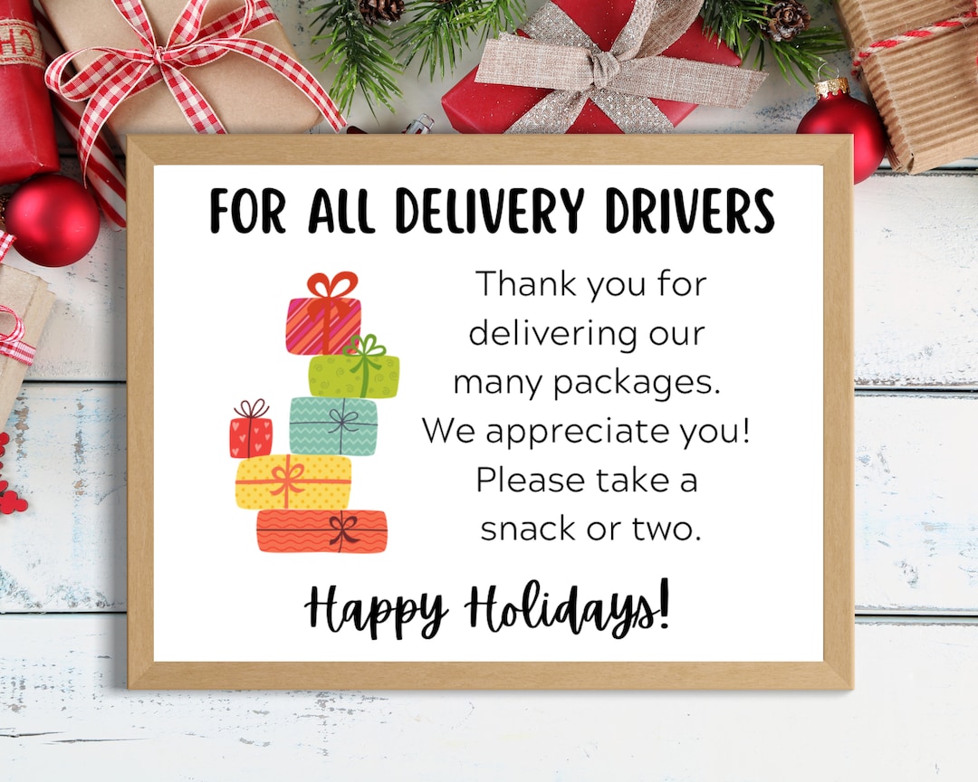 Delivery Driver Printable Sign, Thank You, Happy Holidays, Instant ...
