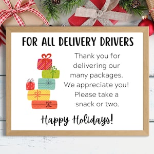 Delivery Driver Printable Sign, Thank You, Happy Holidays, Instant ...