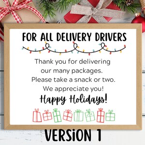 Delivery Driver Sign, Happy Holidays Sign, Thank You, Please Take a ...