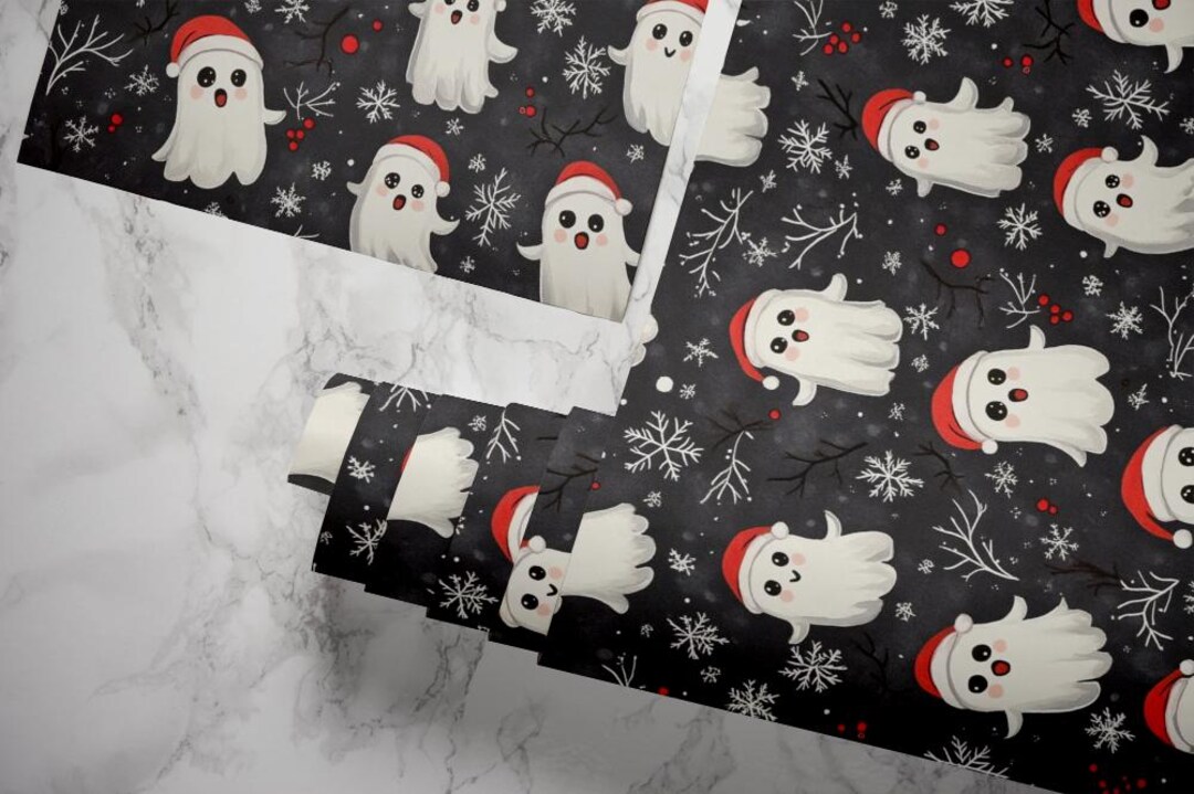 Spooky Holiday Cheer Wrapping Paper Gray Gift Wrap Wrapping Paper Gift ...