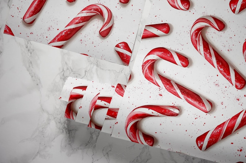 Candy Cane Confetti Wrapping Paper | White Gift Wrap | Wrapping Paper ...