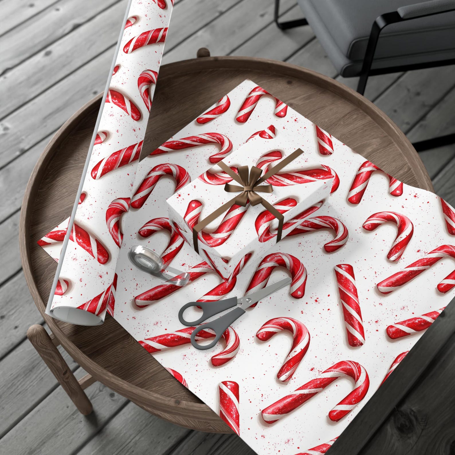 Candy Cane Confetti Wrapping Paper | White Gift Wrap | Wrapping Paper ...