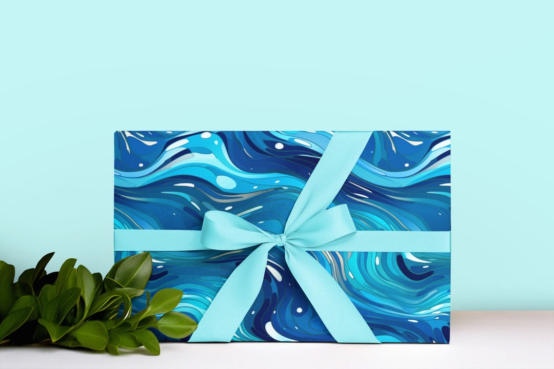 Cosmic Water Gift Wrap Blue Gift Wrap Wrapping Paper Gift Wrap Birthday ...