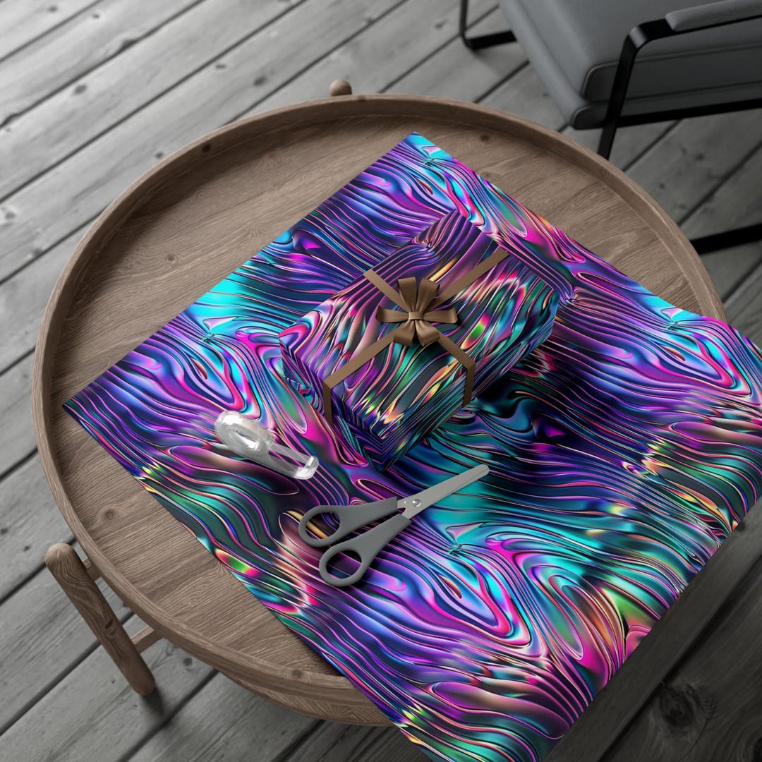 Mesmerizing Holographic Water Ripples Wrapping Paper Purple Color Gift ...