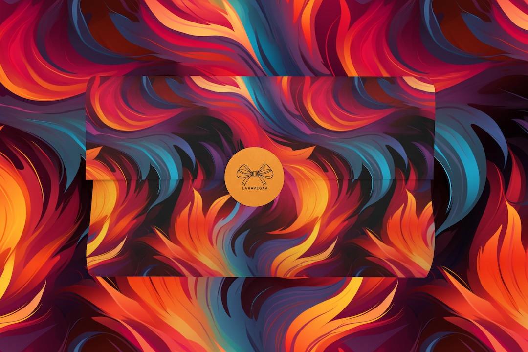Fiery Gift Wrap Orange Gift Wrap Wrapping Paper Gift Wrap Birthday Gift ...
