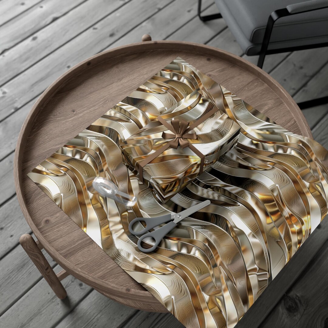 Metallic Ripple Wrapping Paper Gold Color Gift Wrap Wrapping Paper Gift ...